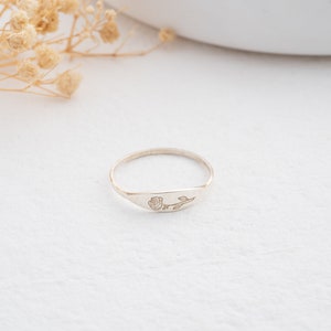 Custom Birth Flower Ring Personalized Birth Month Flower Ring Dainty ...