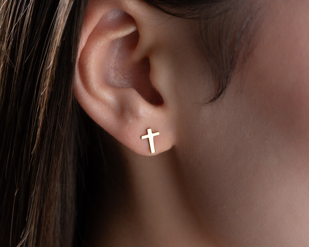 Dainty Cross Earrings, Cross Stud Earrings, Minimalist Cross Earrings ...