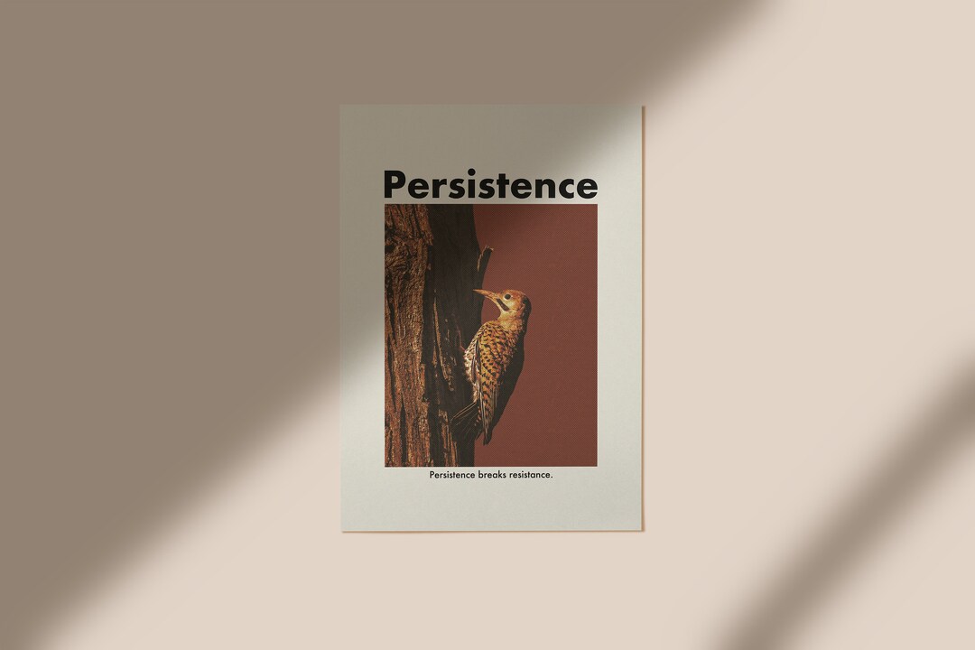 Motivational Office Poster Red | Persistence Wall Art | Minimal Modern ...
