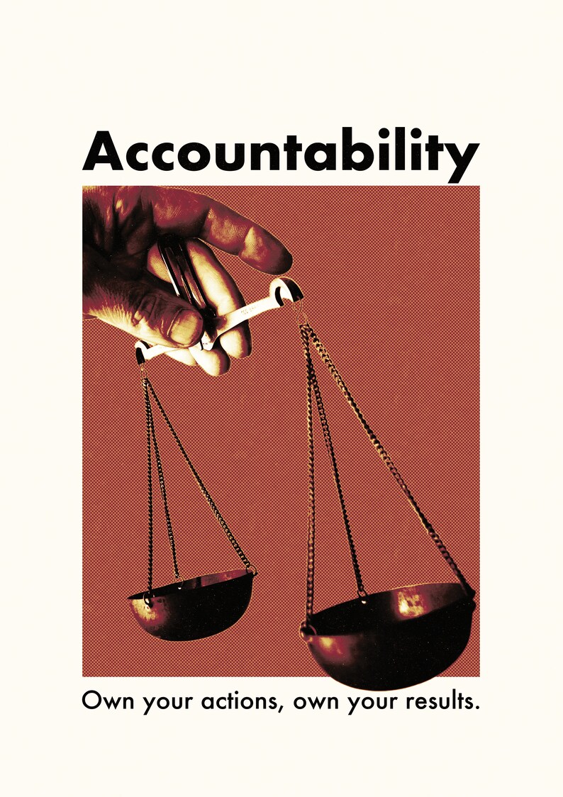 Motivational Office Poster Red | Accountability Wall Art | Vertical ...