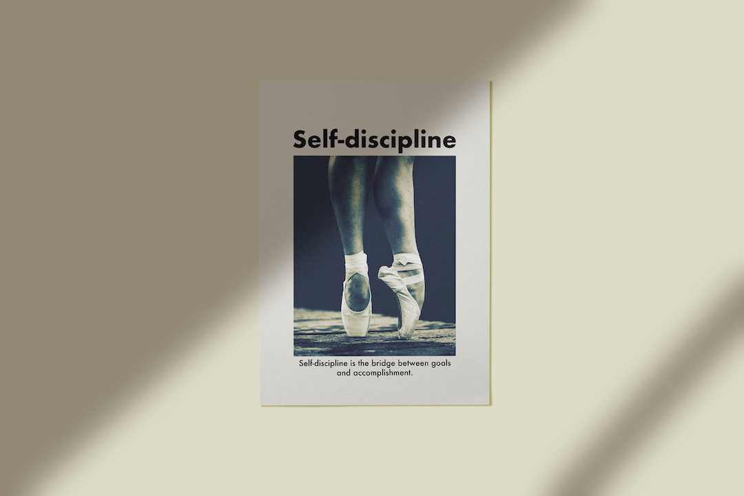 Self-discipline Poster Blue | Office Minimal Wall Art | Inspirational ...