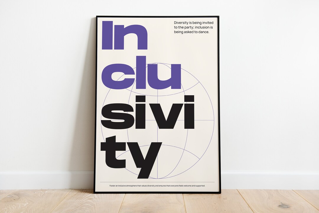 Inclusivity Office Wall Art White Motivational Home Poster ...