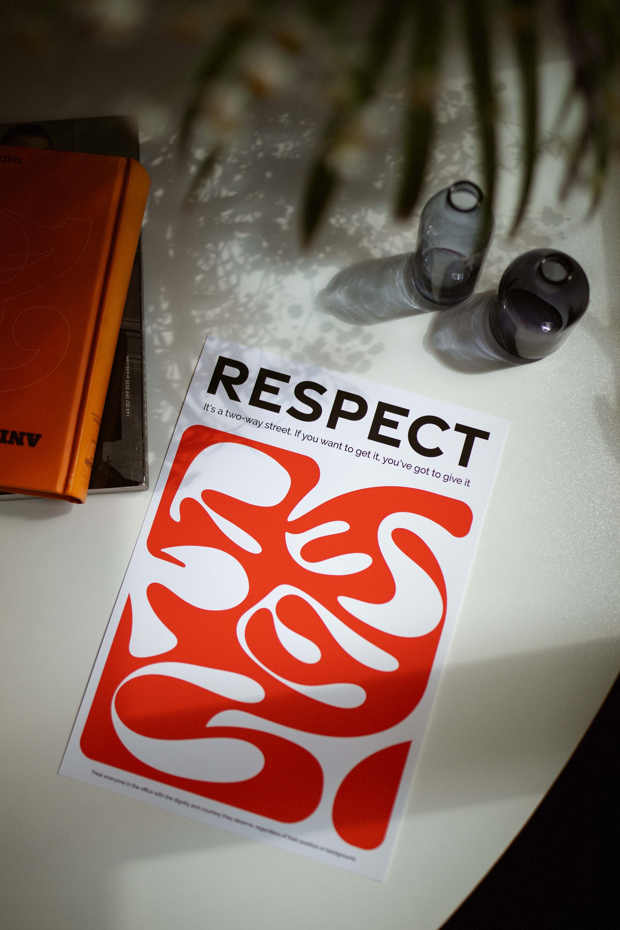 Respect Home Office Poster Red Inspirational Quote Wall Art WFH Mindset ...