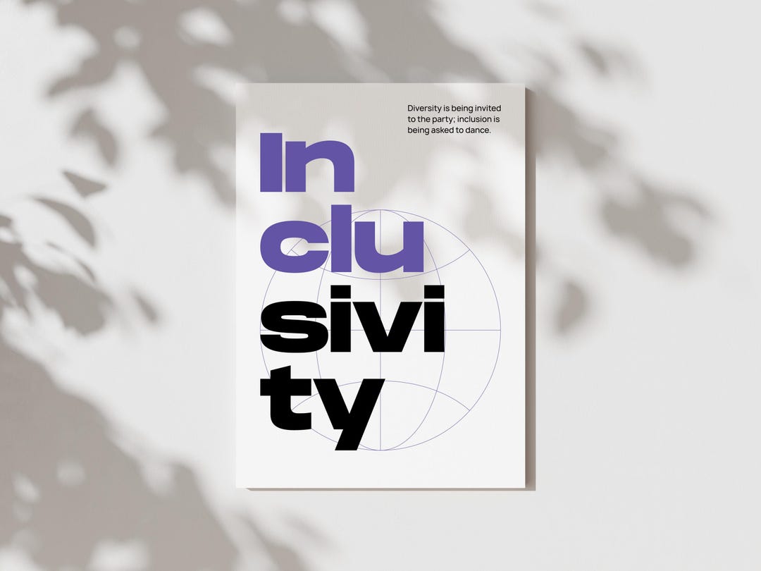 Inclusivity Office Wall Art White | Motivational Home Poster ...