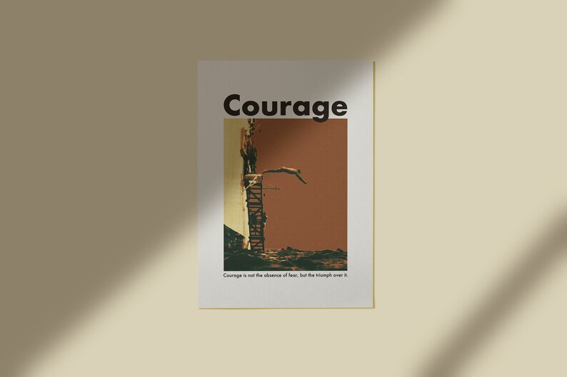 Poster for Modern Home Yellow | Motivational Courage Wall Art | Modern ...