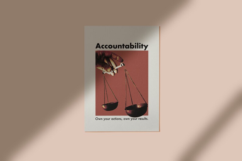 Motivational Office Poster Red | Accountability Wall Art | Vertical ...