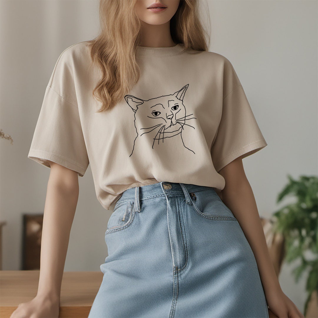 Zoning Out Cat Shirt, Staring Black Cat, Cat Meme Tshirt, Tiktok Trend ...