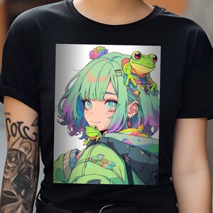 Anime Girl Frog Shirt, Pastel Goth, Grunge Aesthetic, Japanese Fashion ...