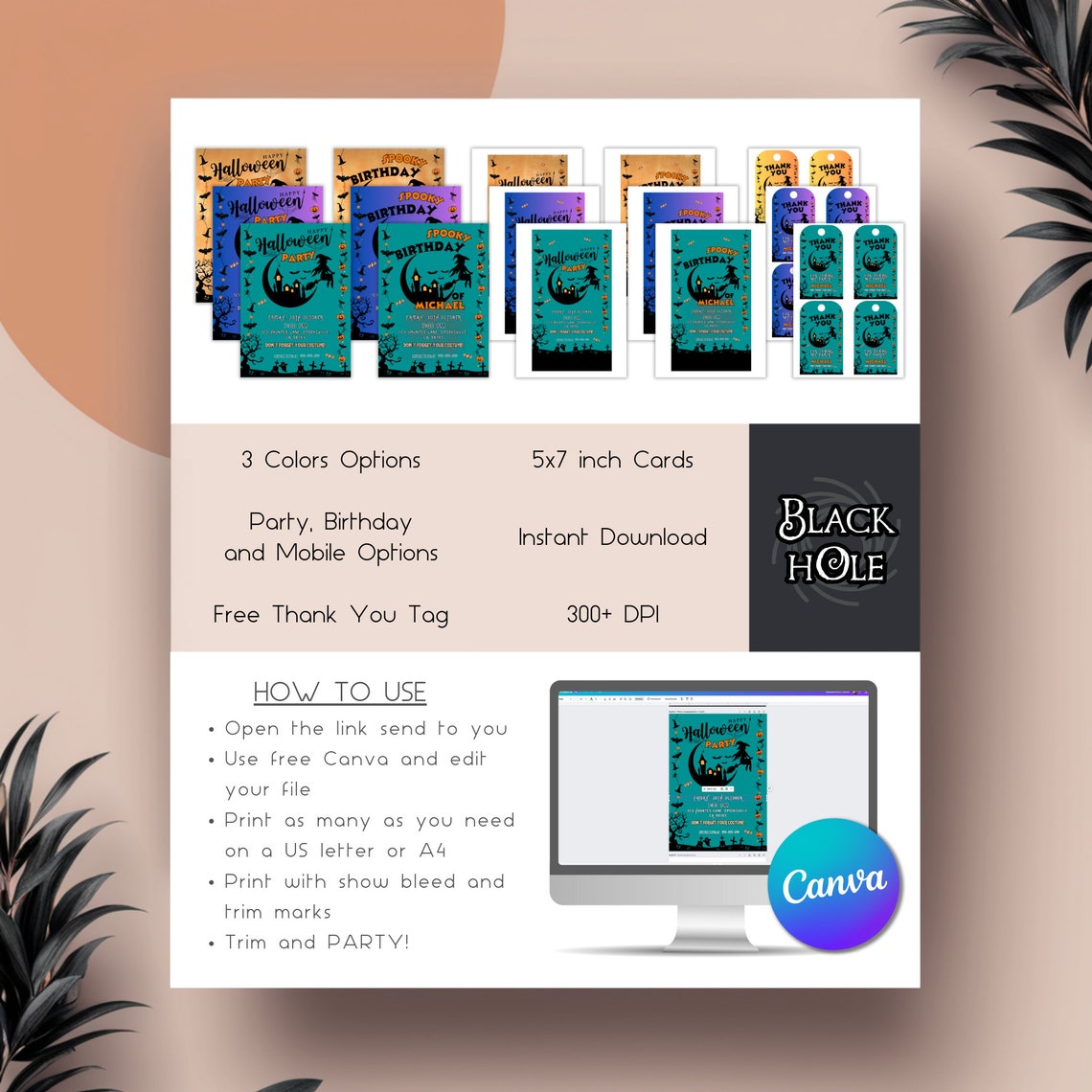 Printable Halloween Invitation Editable Halloween Card - Etsy