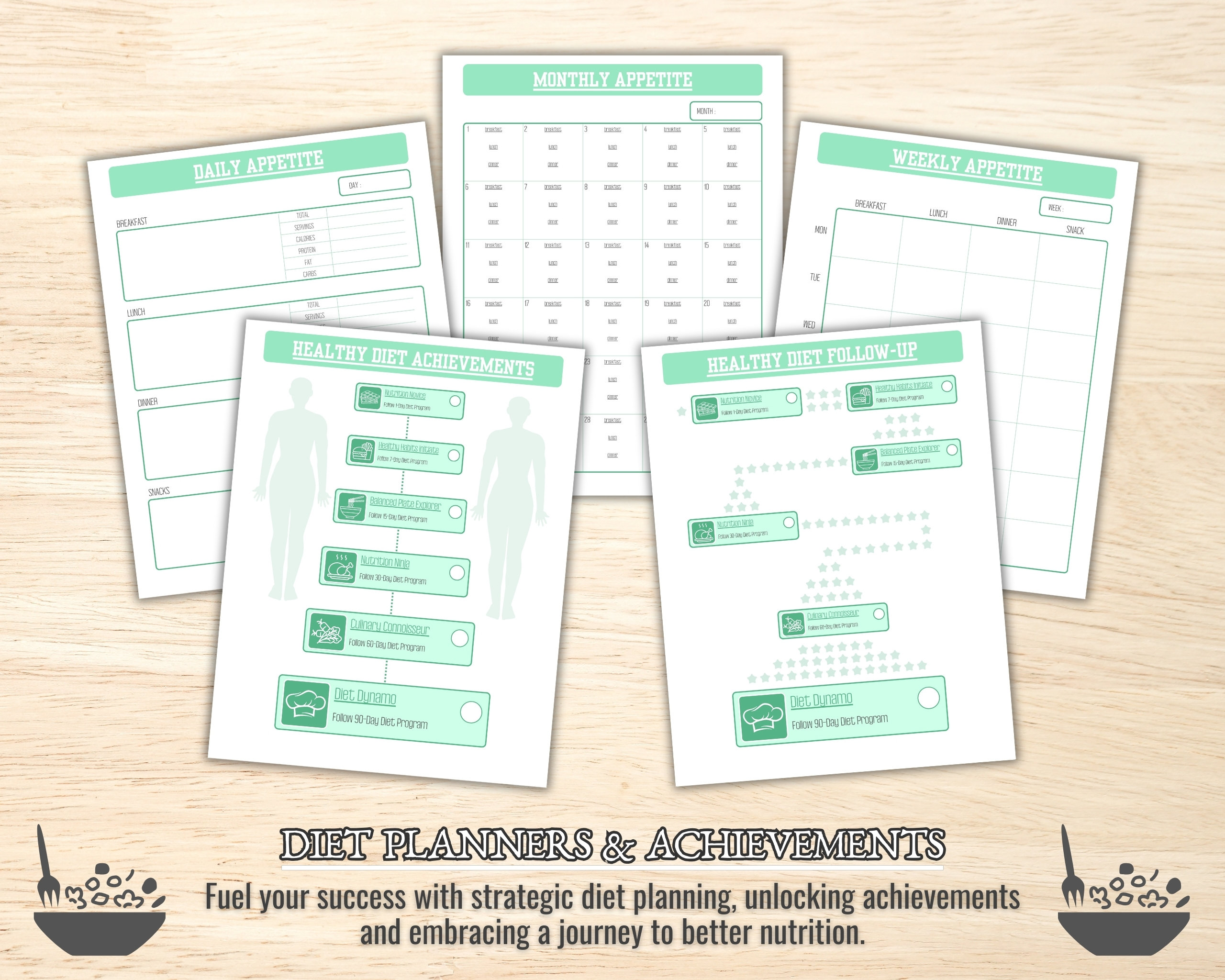 Fitness Achievements Book, Diet and Meal Planners, Weight Loss ...