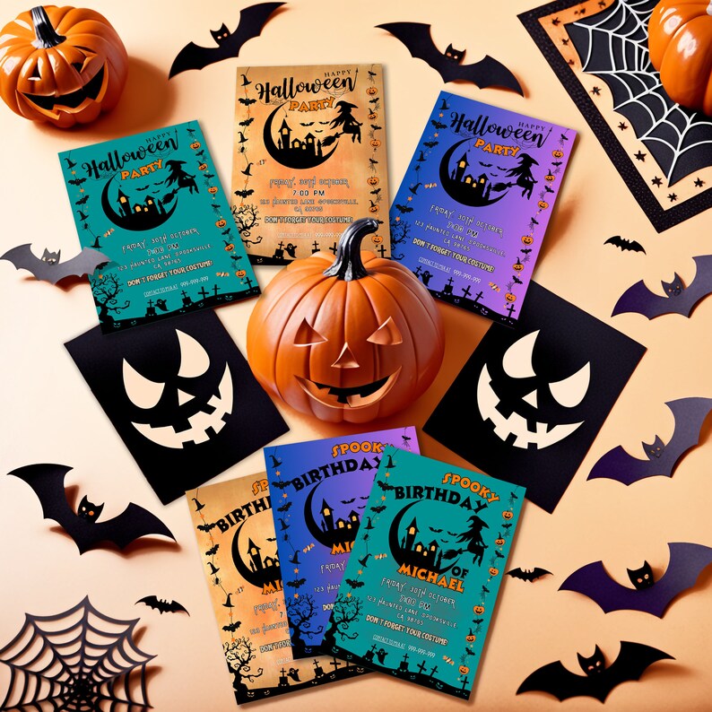 Printable Halloween Invitation Editable Halloween Card - Etsy