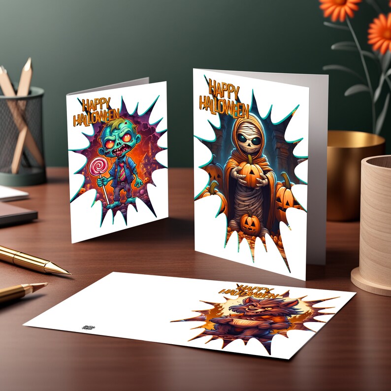 Cute Happy Halloween Card, Printable Bundle of Halloween Cards, 10 Jack ...