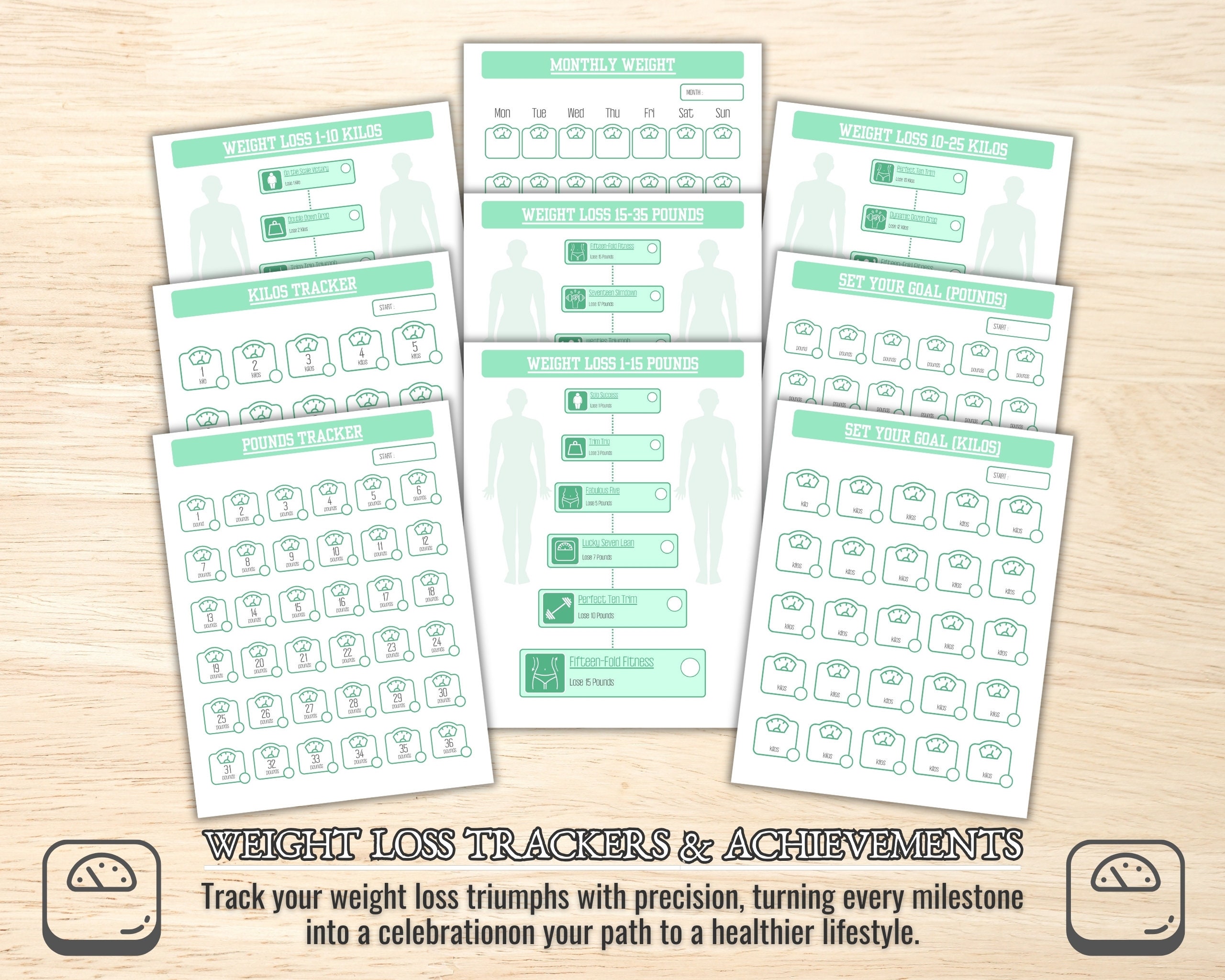 Fitness Achievements Book, Diet and Meal Planners, Weight Loss ...