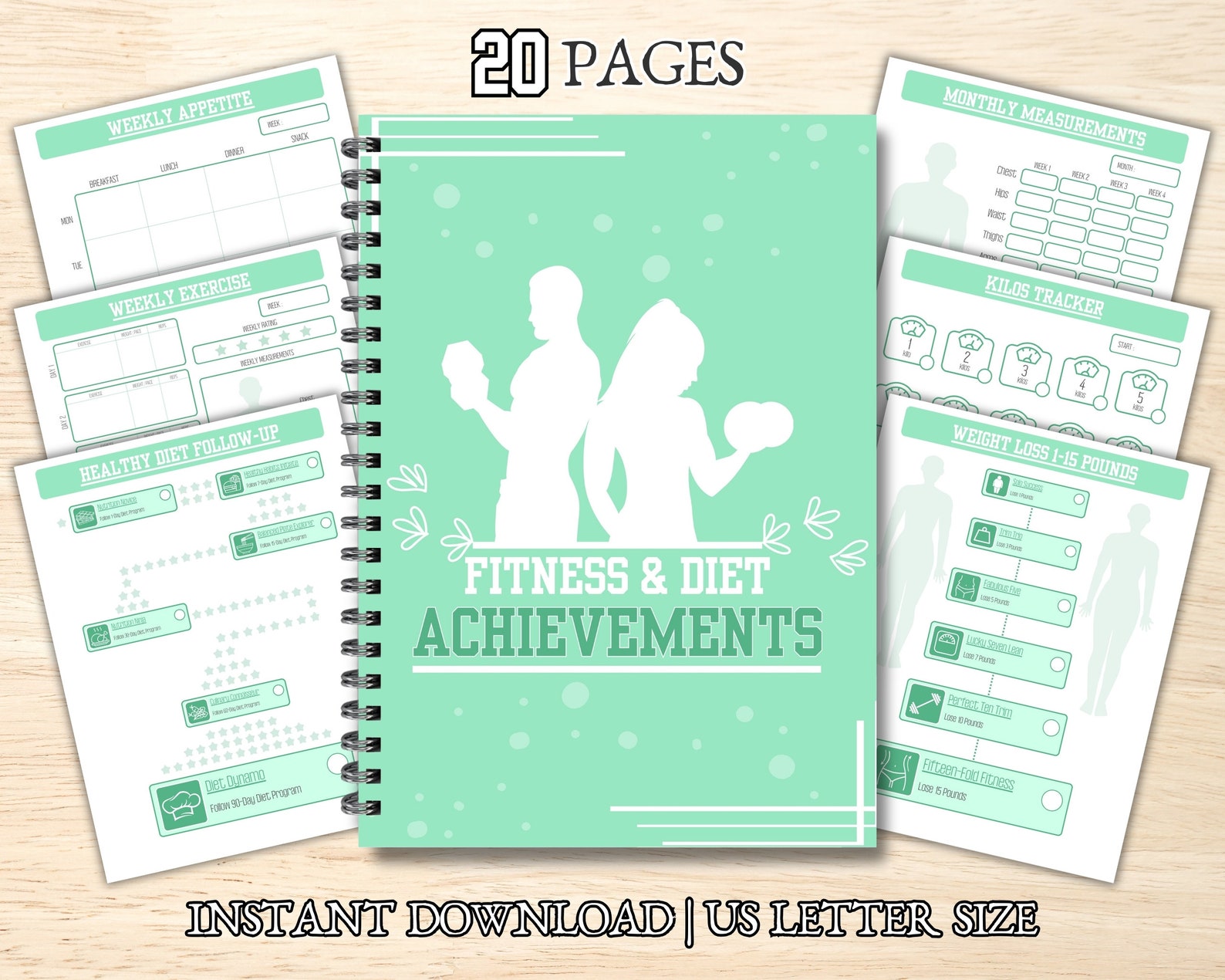 Fitness Achievements Book, Diet and Meal Planners, Weight Loss ...