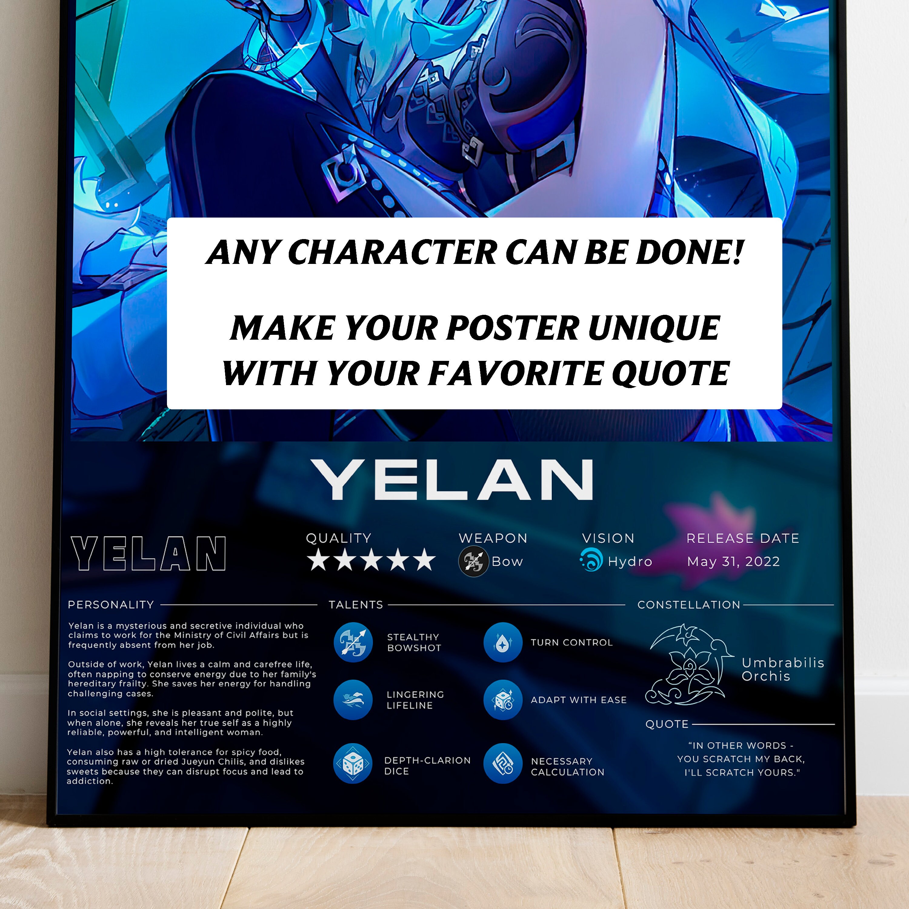 Custom Genshin Impact Poster for ALL Characters, Nahida, Raiden Shogun ...