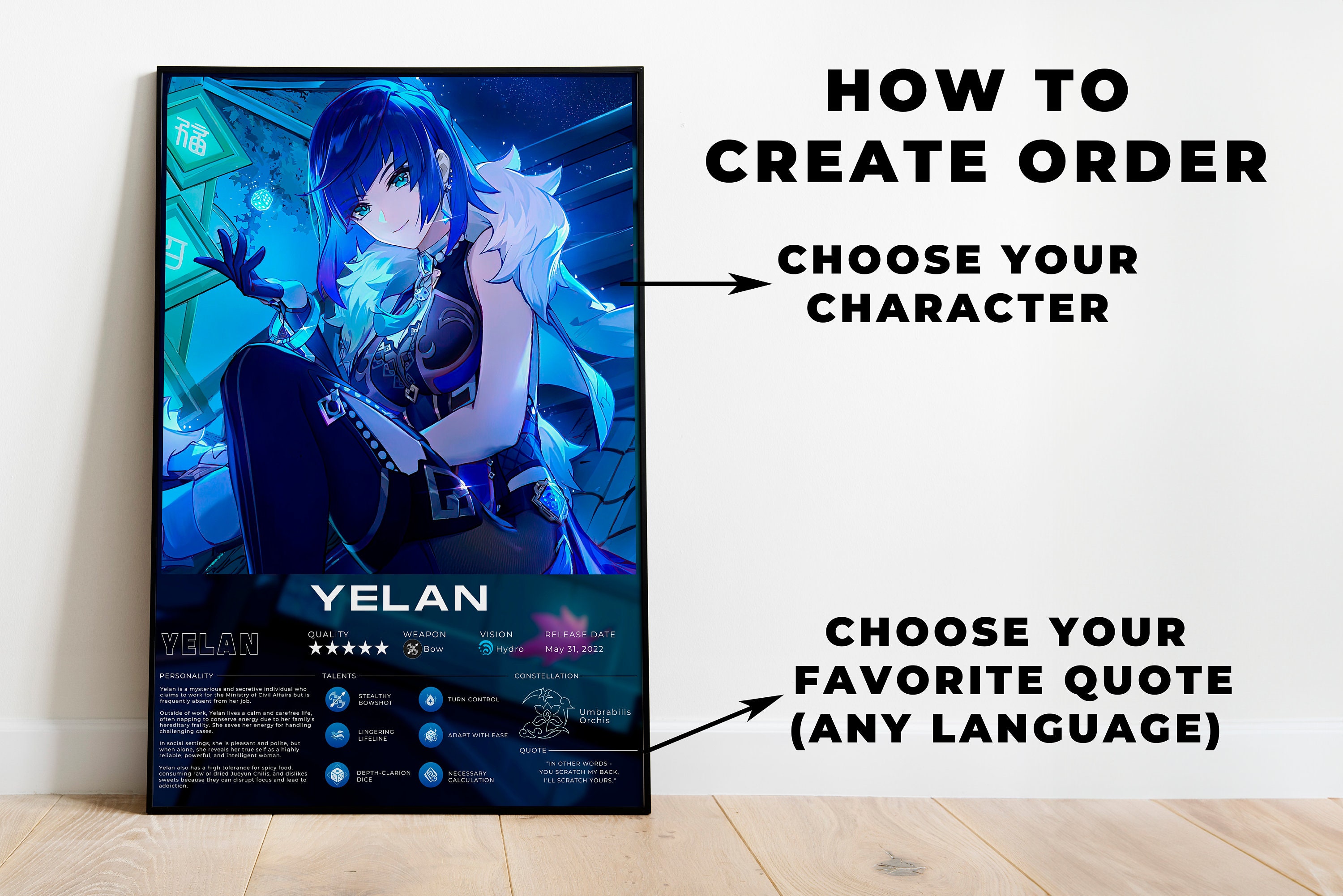 Custom Genshin Impact Poster for ALL Characters, Nahida, Raiden Shogun ...