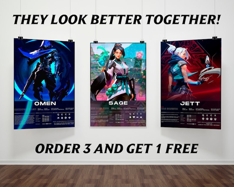 Valorant Custom Poster, Valorant Personalized, Raze, Chamber, Omen ...