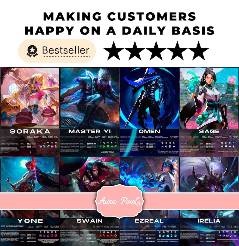Custom League of Legends Poster, Any Champion / Skin, Ahri, Kai'sa ...