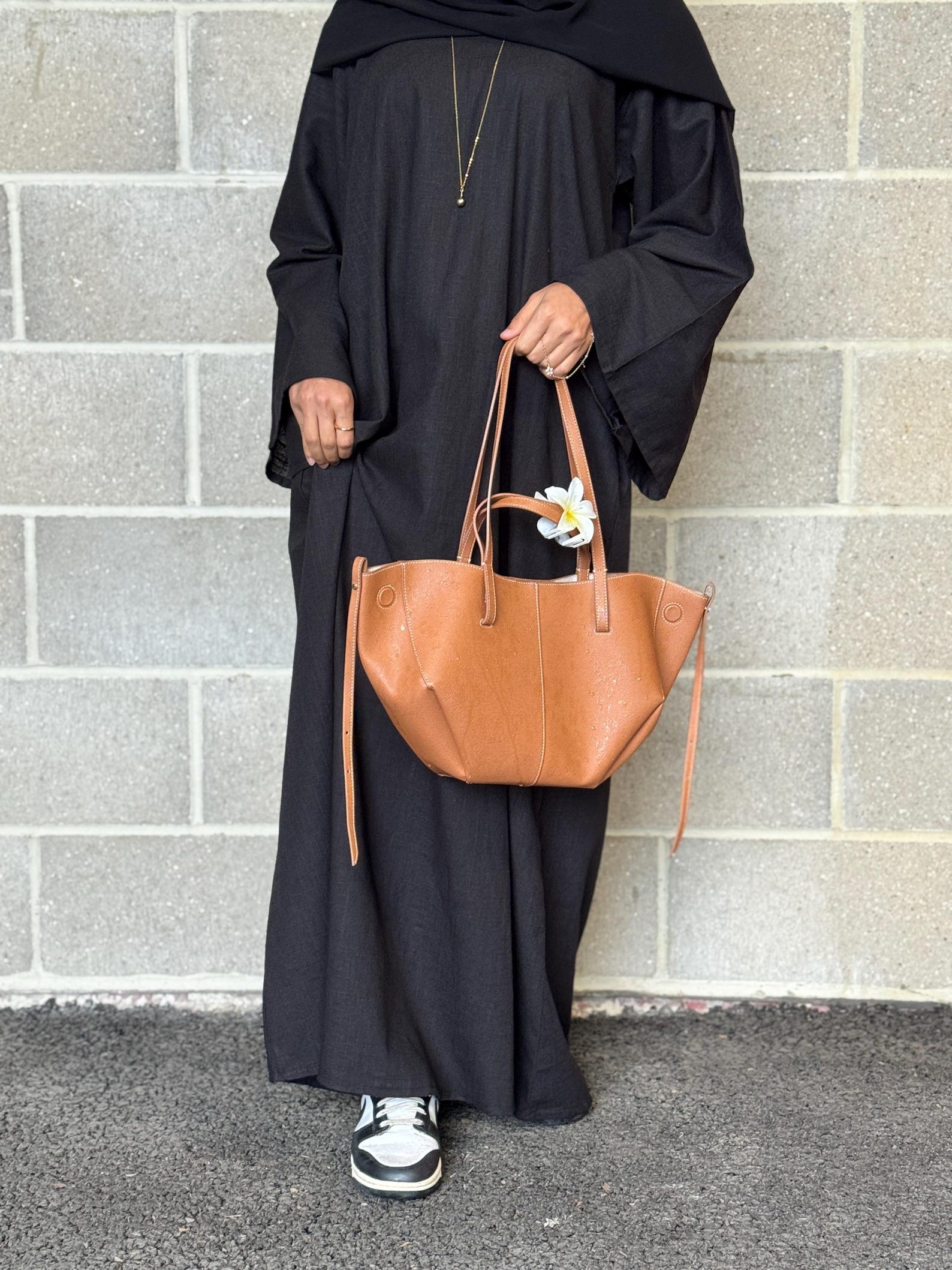 Pure Linen Closed Abaya With Pockets Flowy Bell Sleeve Kaftan Dress ...