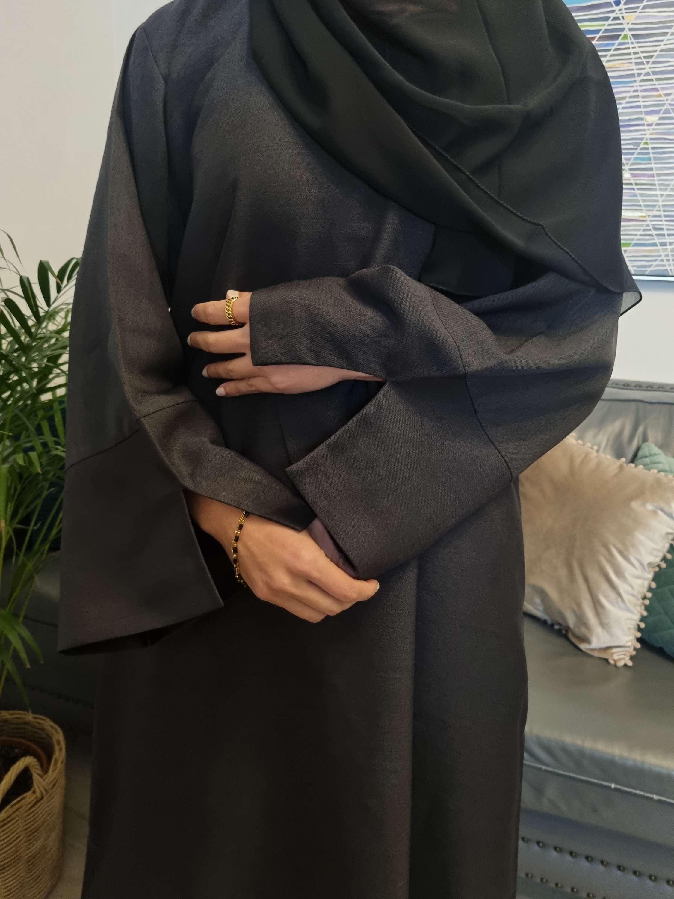 Linen Closed Abaya With Matching Scarf– Modest Long Dress for Women ...