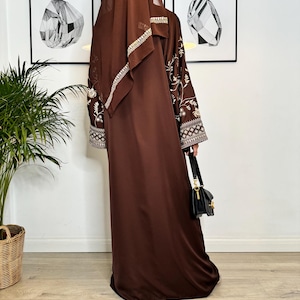 Sofia Embroidered Open Abaya - Black Abaya With Gold Embroidery on Sleeves - Abaya and ...