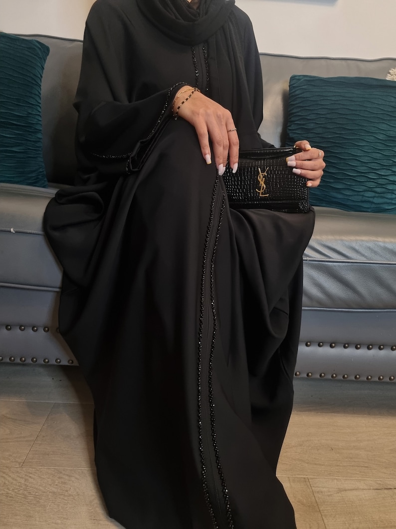 Elegant Jamila Butterfly Abaya Set With Inner Belt and Hijab Scarf ...