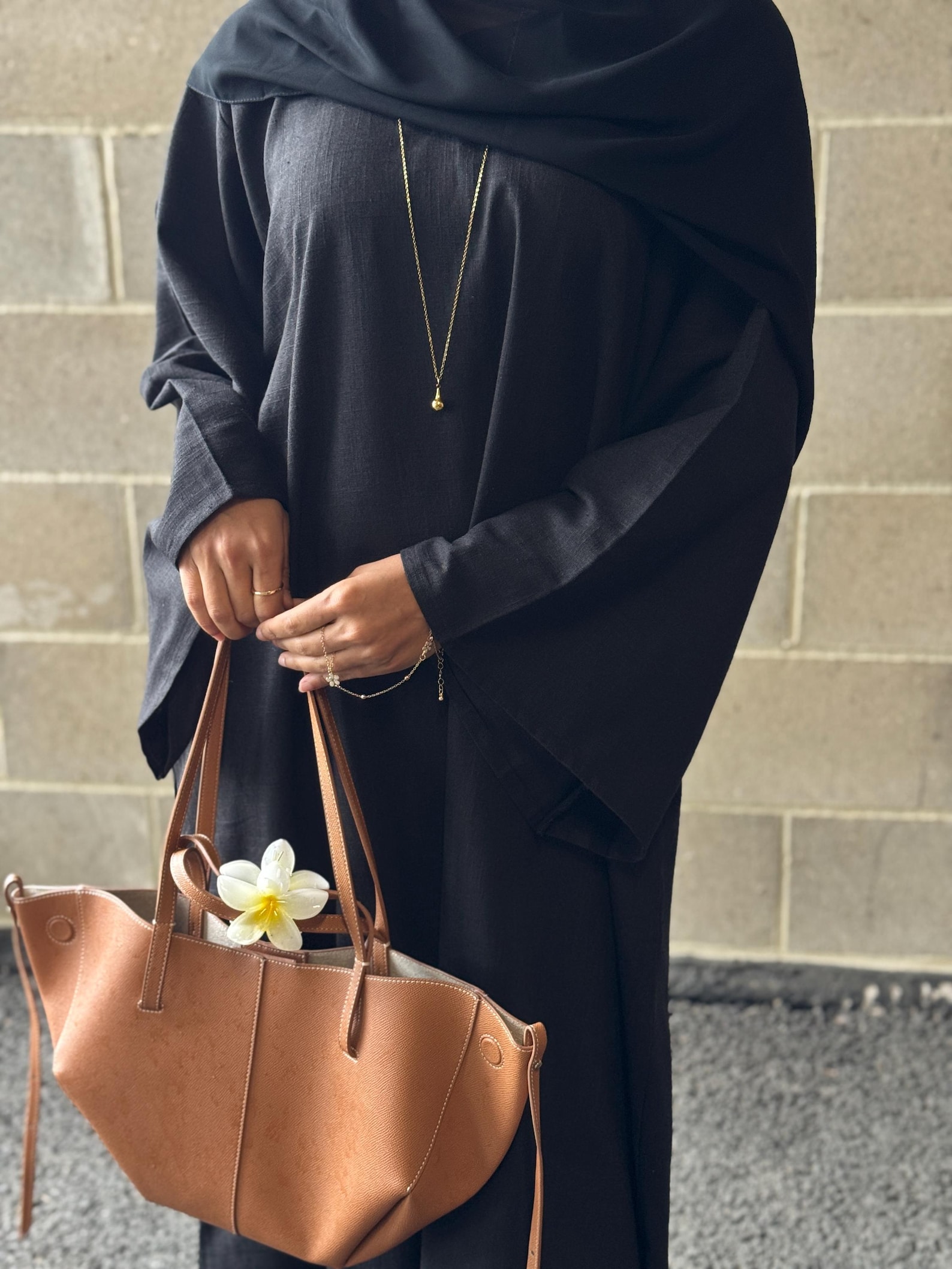 Pure Linen Closed Abaya With Pockets Flowy Bell Sleeve Kaftan Dress ...