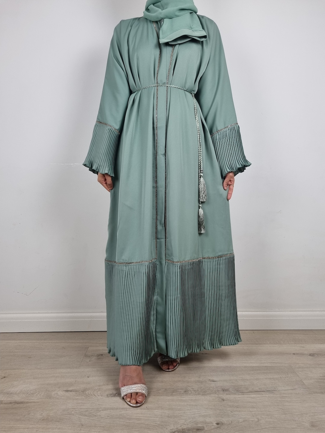 Mint Frill Open Abaya,dubai Abaya, Party Abaya,kaftan, Jilbub,morrocan ...