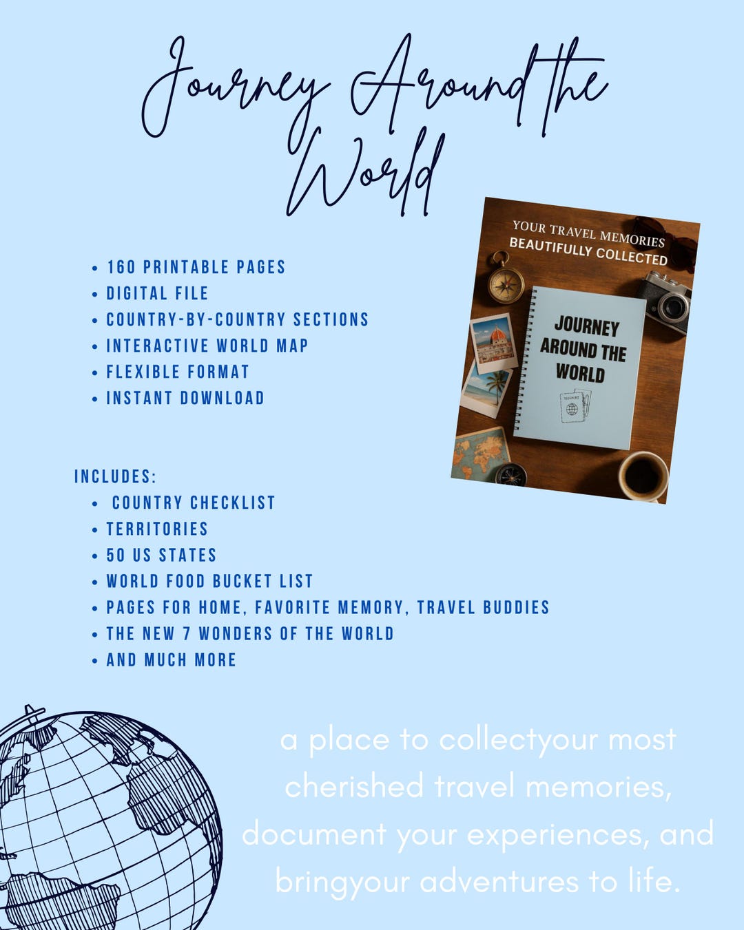 World Travel Journal, Printable Travel Planner (digital Download) - Etsy