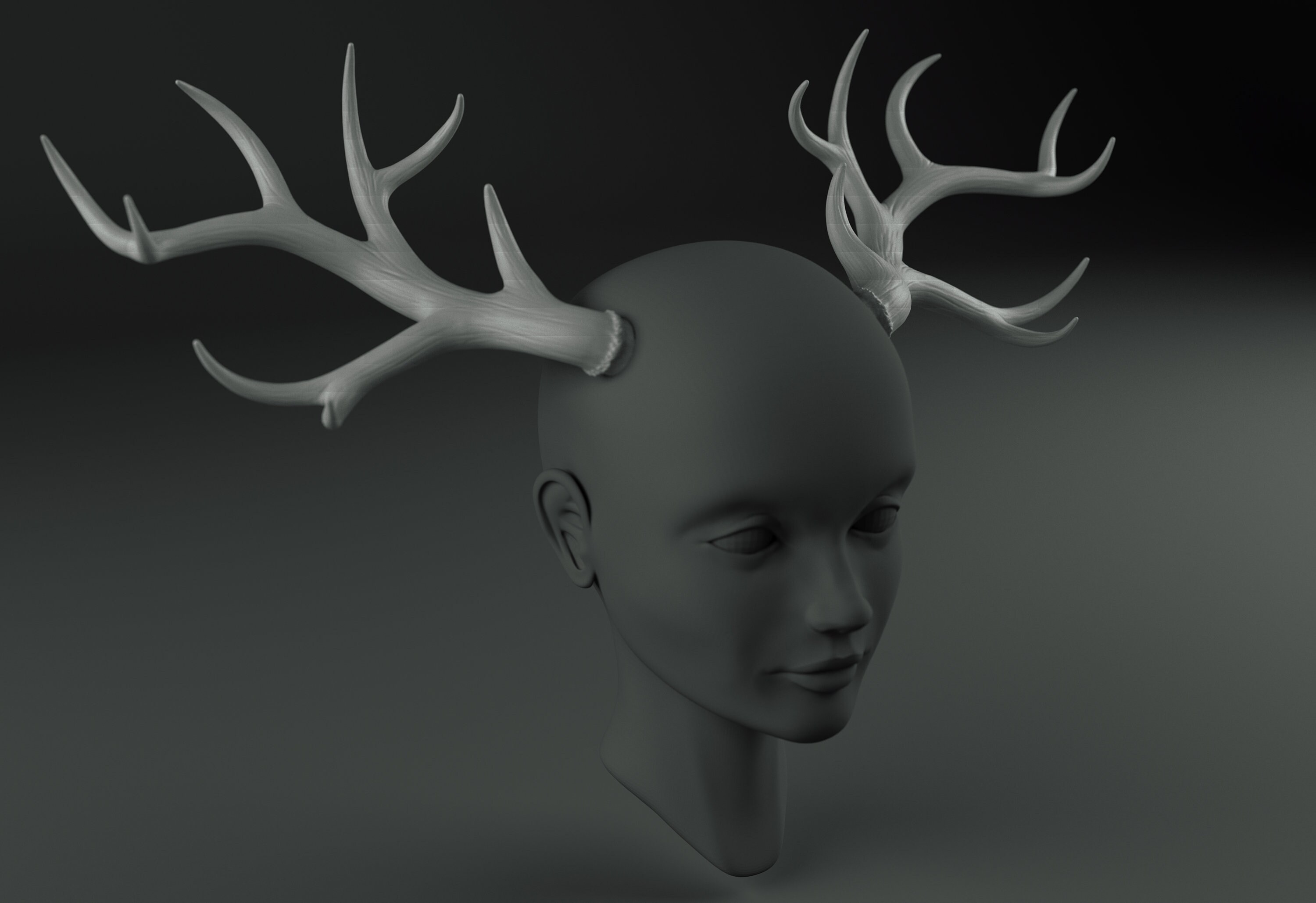 3D Printed Antler Horns, Cosplay STL (3D Print File) - Etsy