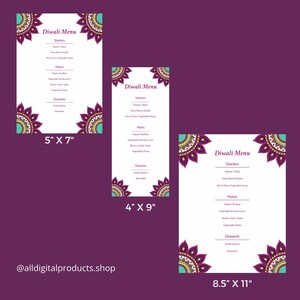 Diwali Editable Diwali Menu Template Menu Template Menu Canva Template ...