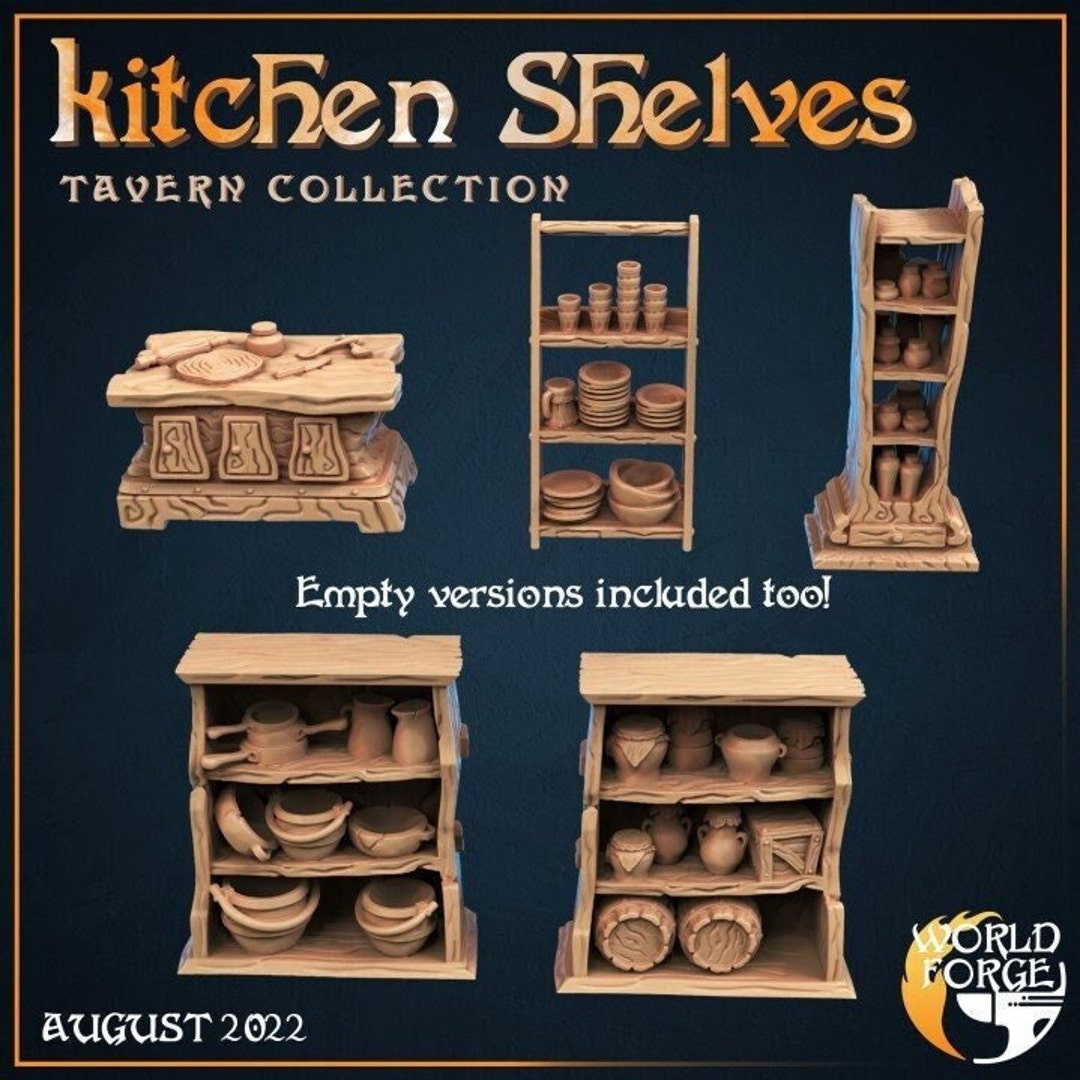 Kitchen Shelves Dungeons and Dragons 3D Premium Custom Miniature WFM D ...