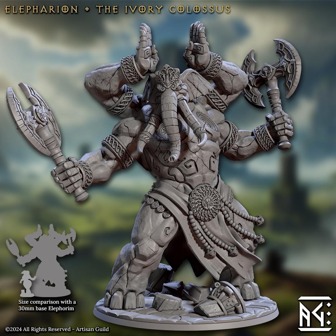 Elepharion the Ivory Colossus by Artisan Guild D&D Unpainted Resin Mini ...