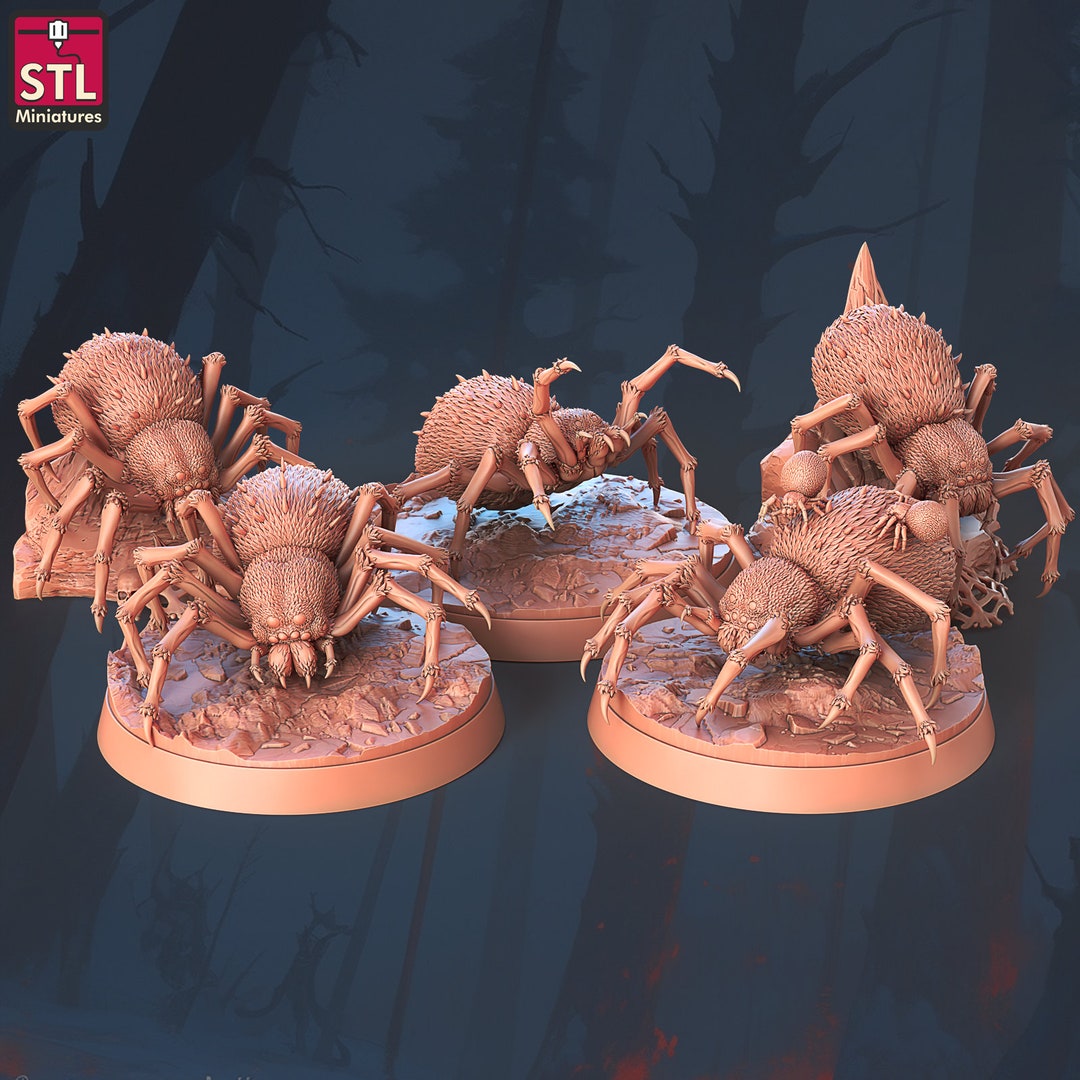 Giant Spiders by STL Miniatures D&D Unpainted Resin Mini Borock ...