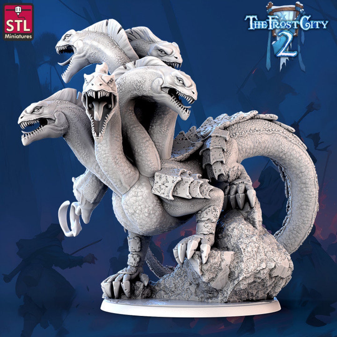 Hydra STL Miniatures, Dungeons and Dragons 3D Premium Custom Miniature ...