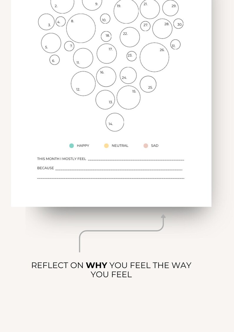 Printable Mood Tracker | Heart-shaped Monthly Mood Tracker | Mental ...