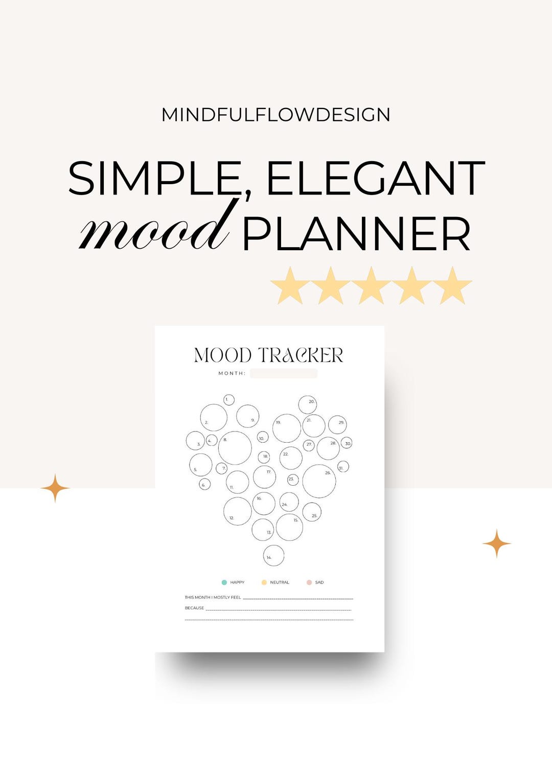 Printable Mood Tracker Heart-shaped Monthly Mood Tracker Mental Health ...