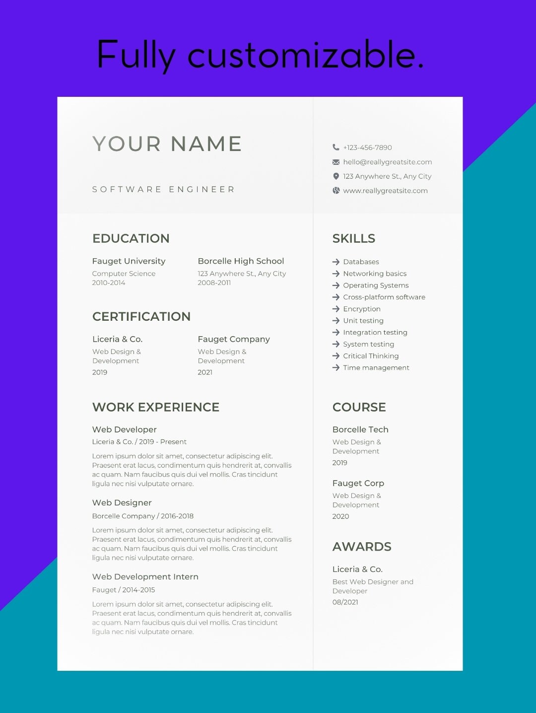 Cheap Basic Cv Template, Easy to Use Cv Template, Resume Template Easy ...