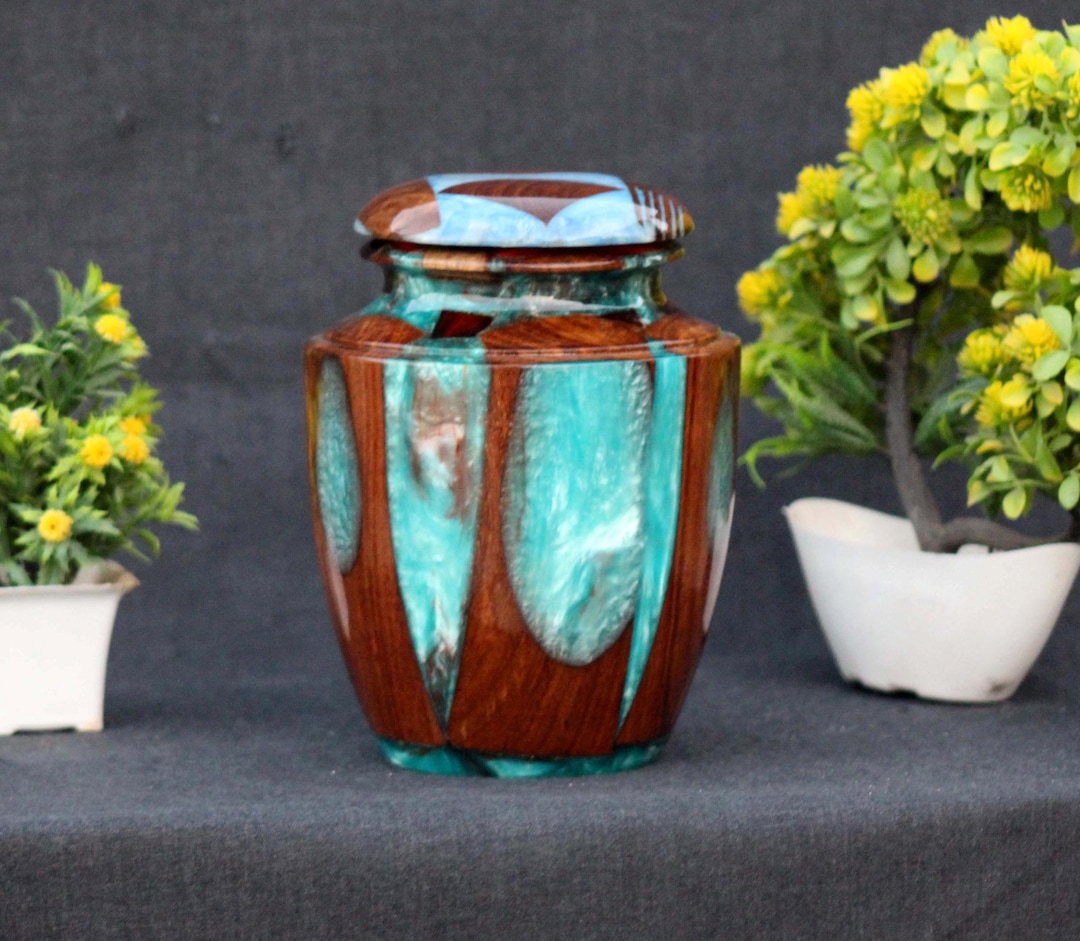 Resin and Rosewood Mix Cremation Urns for Human Ashes Adult, Burial ...