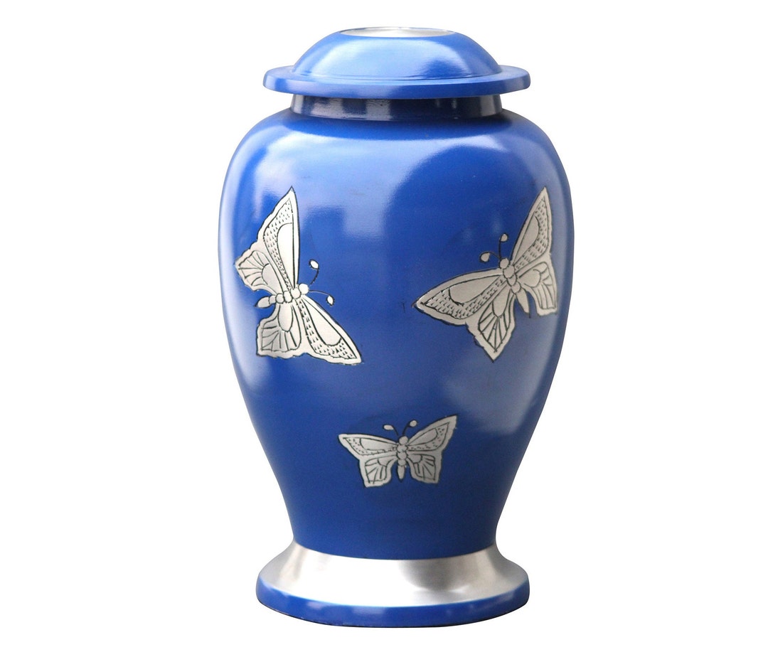 Handcrafted Blue Butterfly Cremation Urn: Adult Funeral Urn - Etsy