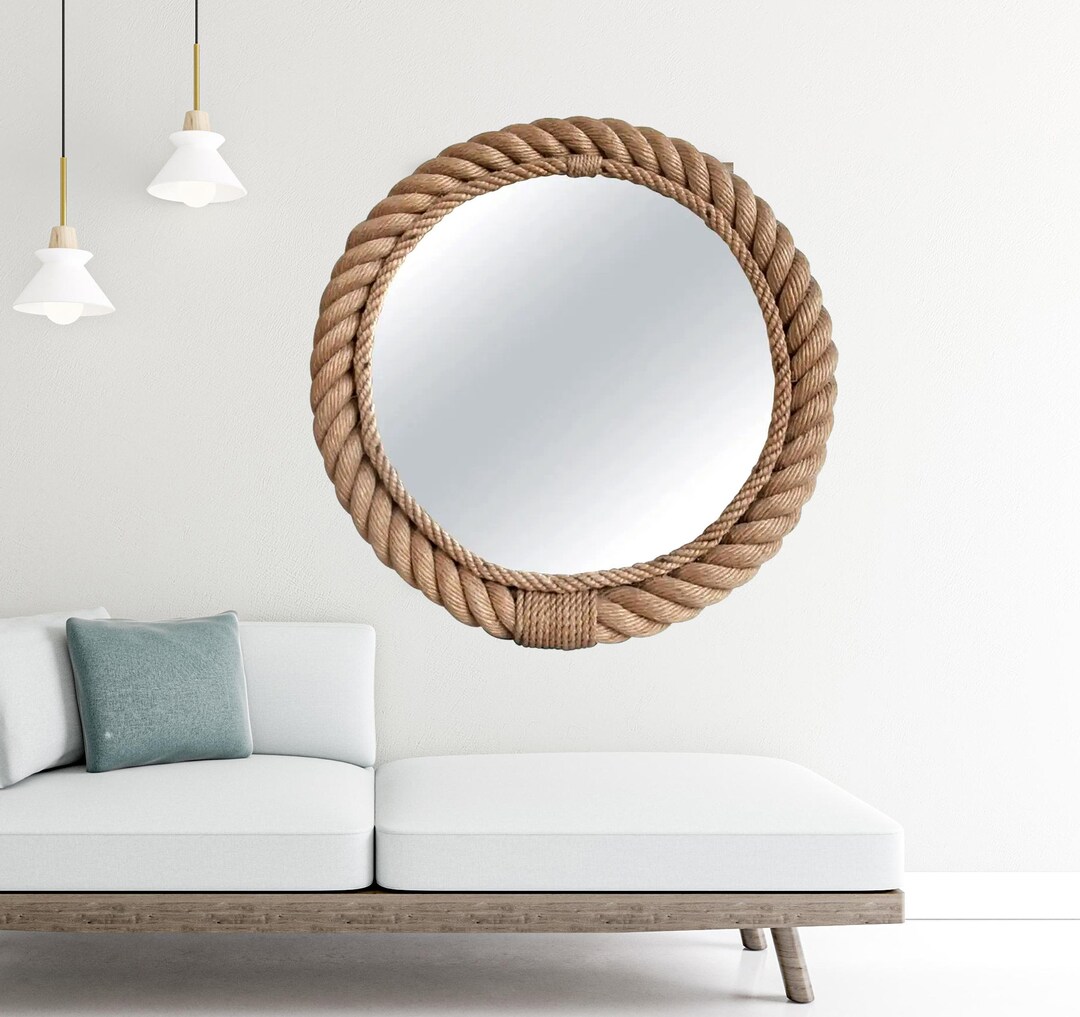 Handmade Jute Rope Round Mirror, Coastal Mirror for Wall Hanging Decor ...