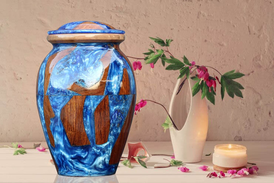 Resin and Rosewood Mix Cremation Urns for Human Ashes Adult, Wood ...