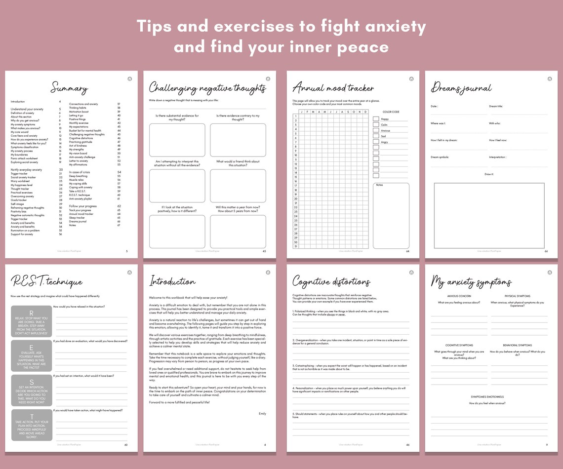 Anti Anxiety Self-care Workbook, Digital PDF Book, Printable or App ...