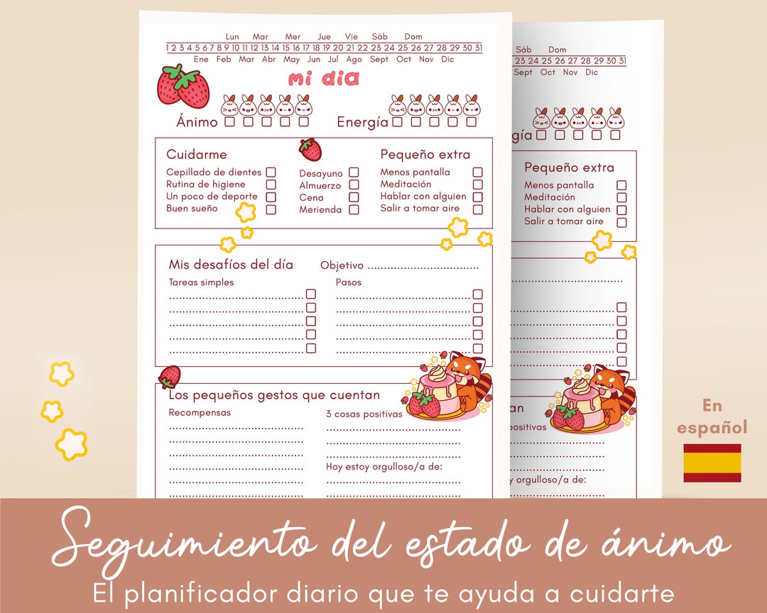 Mood Tracker, Day Planner, Spanish Planner, Fight Depression, Daily ...
