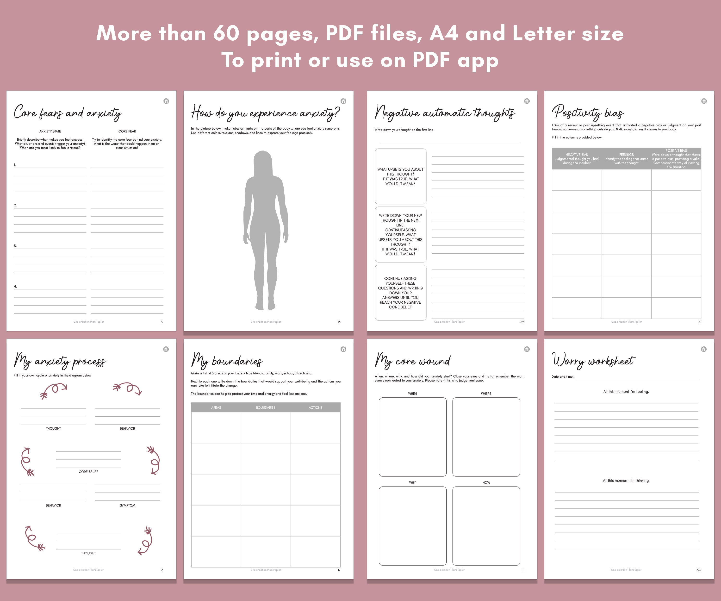 Anti Anxiety Self-care Workbook, Digital PDF Book, Printable or App ...