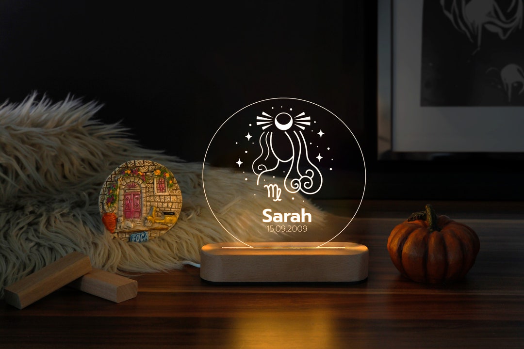 Zodiac Sign Night Light Personalized Night Light Zodiac Sign Night ...