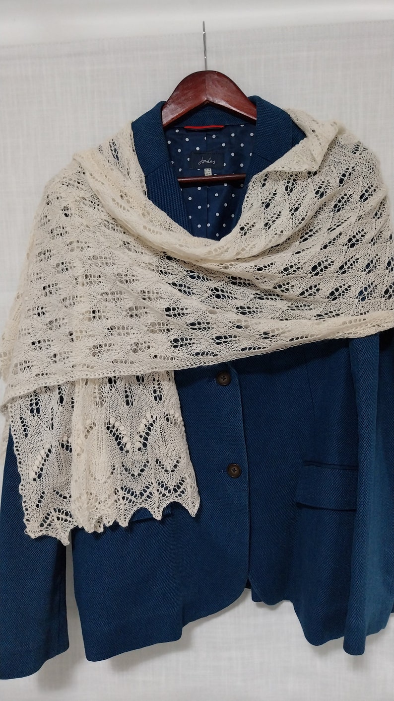 Knitted Lace Wedding Shawl off White - Etsy