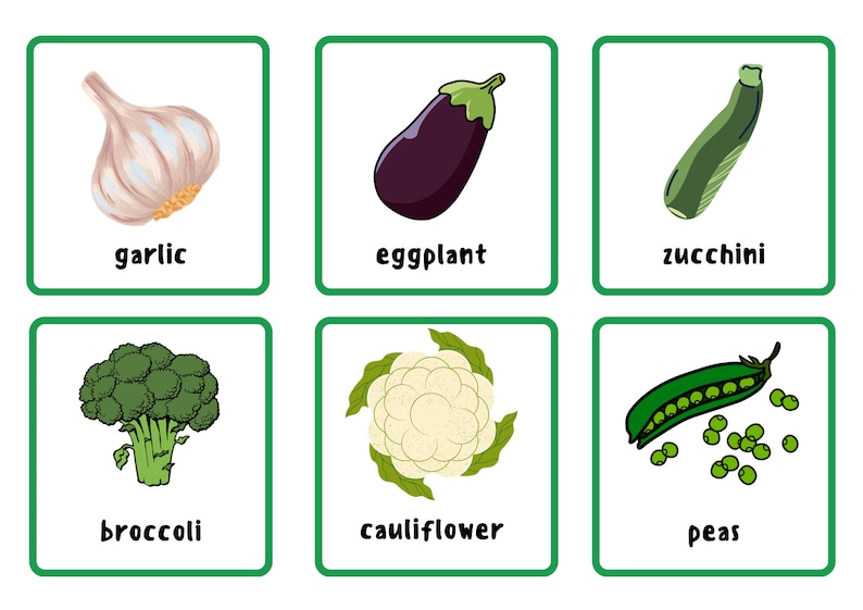 Printable Fun and Educational Vegetables Flashcards for Kids - Engaging ...