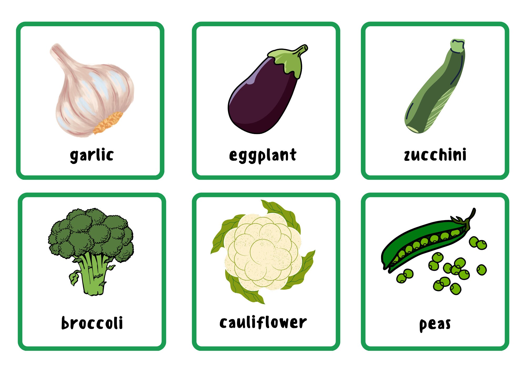 Printable Fun and Educational Vegetables Flashcards for Kids - Engaging ...
