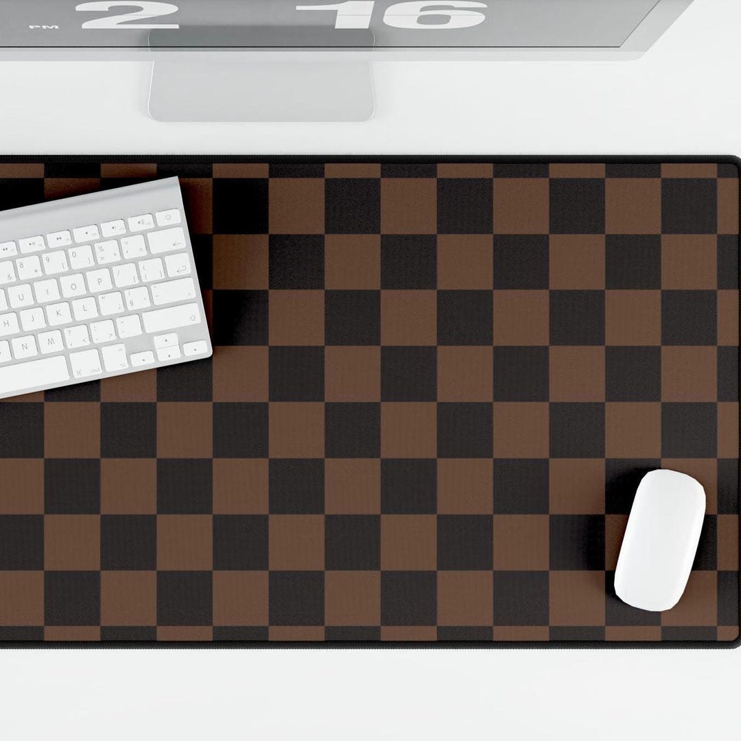 Brown Checkered Desk Mat, Office Desk Mat, Large Gaming Mouse Pad ...